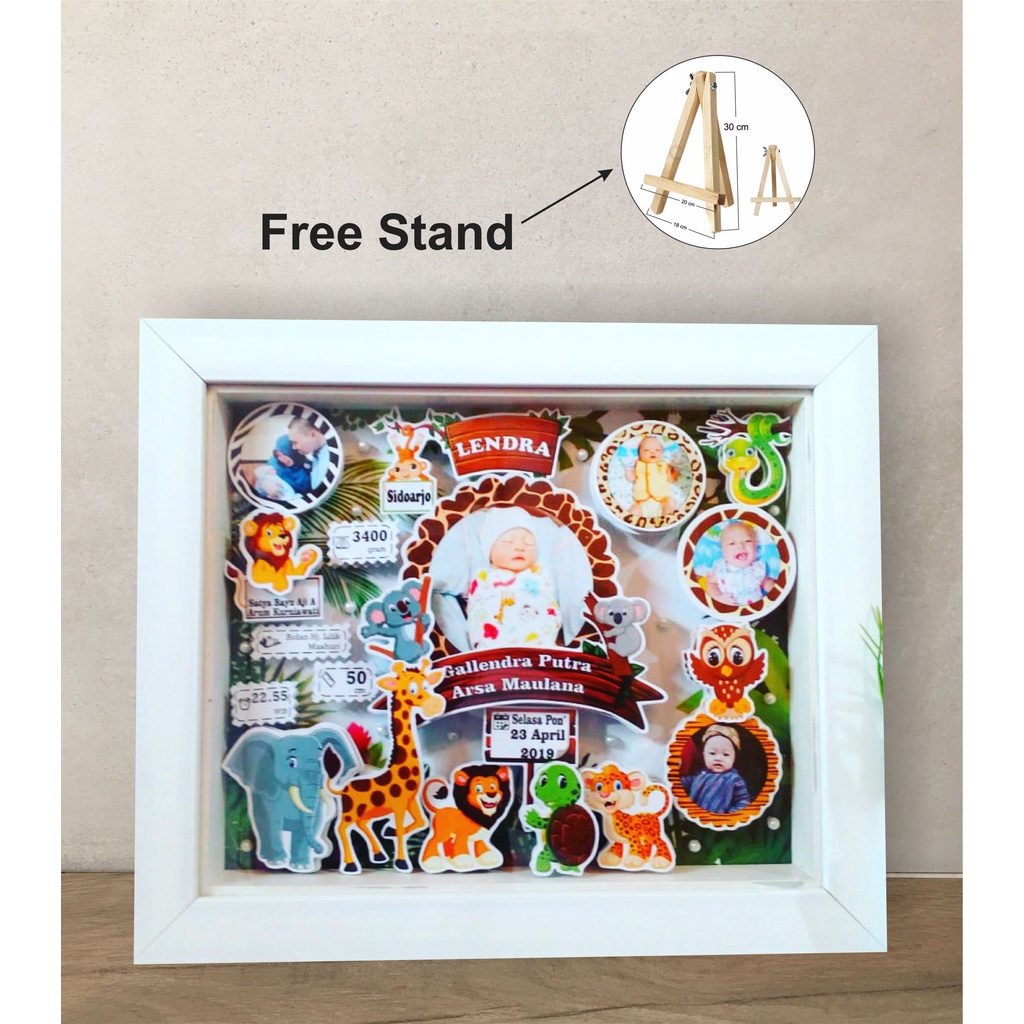Jual Kado Unik Pigura Biodata Bayi 3D Frame Pop Up ( SAFARI Theme ) | Shopee Indonesia