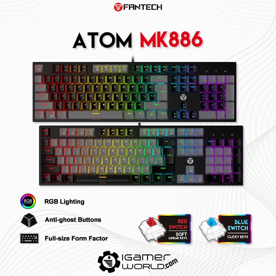 Jual Fantech ATOM MK886 RGB Fullsize Mechanical Gaming Keyboard ...