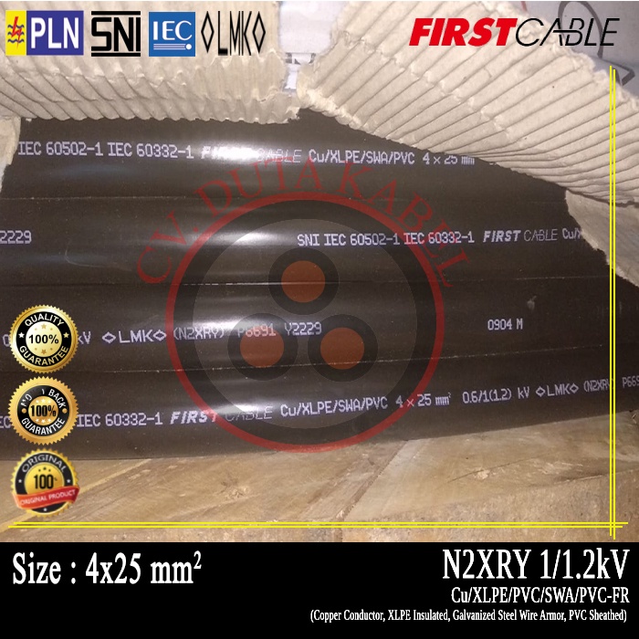 Jual Kabel N2XRY 4x25 mm2 FIRST CABLE (Cu/XLPE/SWA/PVC) 4x25 mm/4 x 25 mm2/4 x 25 mm | Shopee ...