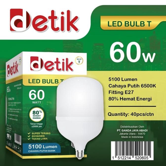 Jual DETIK LAMPU BOHLAM LED CAPSULE 60 WATT CAHAYA PUTIH GARANSI 1 TAHUN | Shopee Indonesia