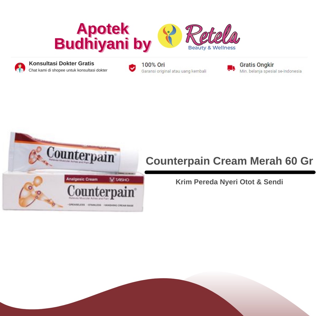 Jual Counterpain Cream Merah 60 Gr / Krim Pereda Nyeri Otot & Sendi ... Jual Counterpain Cream Merah 60 Gr / Krim Pereda Nyeri Otot & Sendi ...