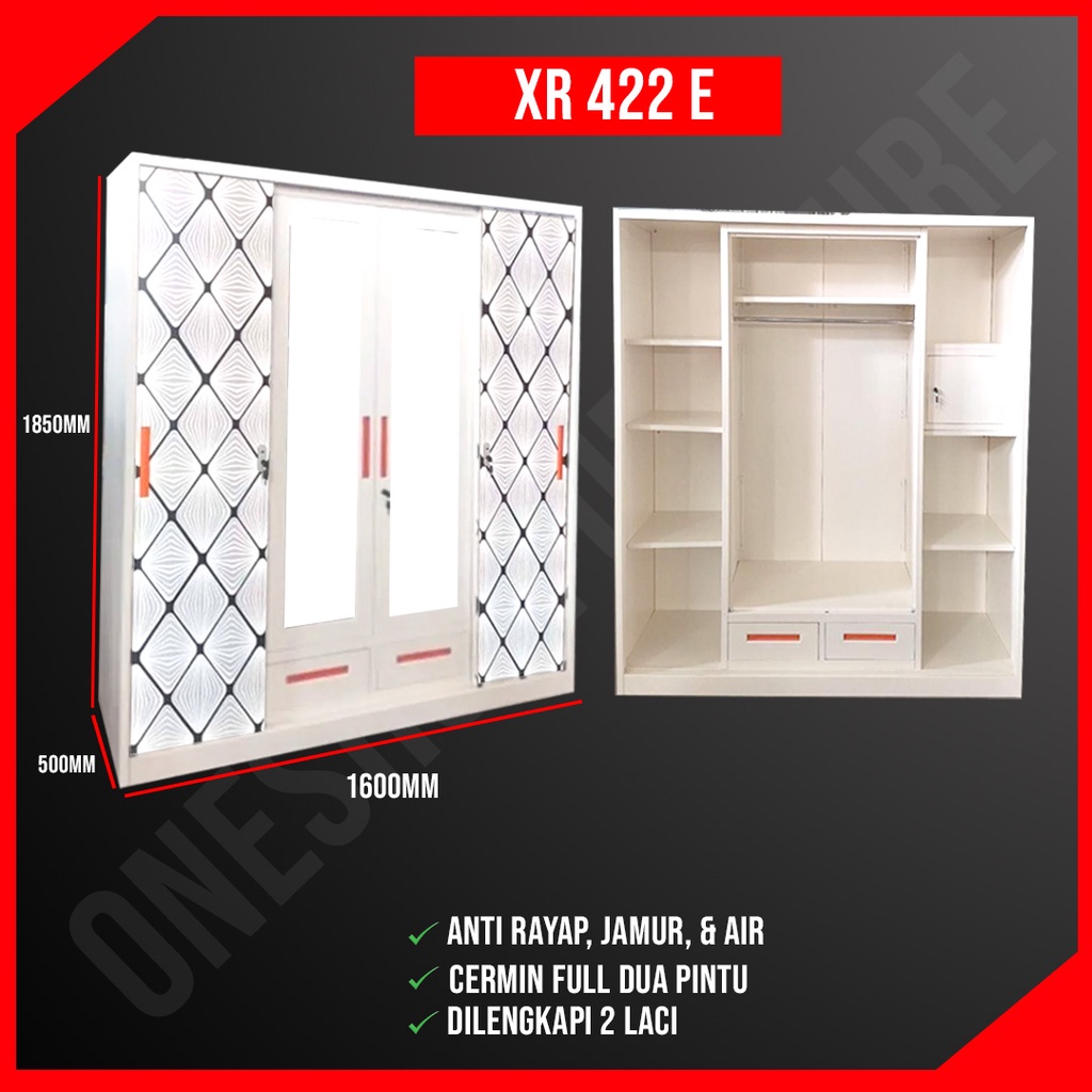 Jual Lemari Baju Besi - Lemari Pakaian Besi Sliding / 2 Pintu / 3 Pintu | Shopee Indonesia