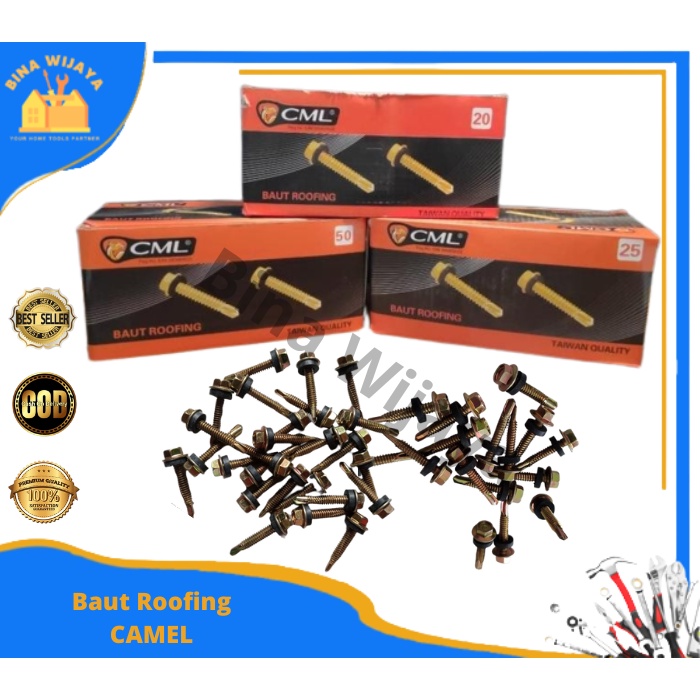 Jual Baut Roofing CAMEL 12x70 70mm 7cm Sekrup Roofing Kuning / 1ktk 250 ...