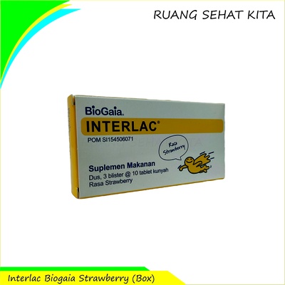 Jual INTERLAC PROBIOTIK TABLET KUNYAH STRAWBERRY 3 STRIP @ 10 TABLET ...