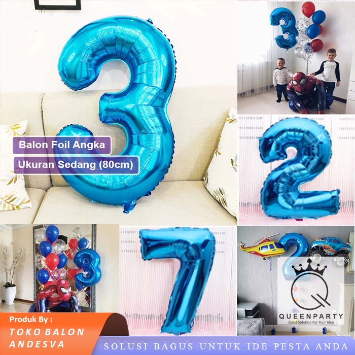 Jual Balon Angka Jumbo BIRU 80 Cm / Balon Foil Angka Besar / balon ...