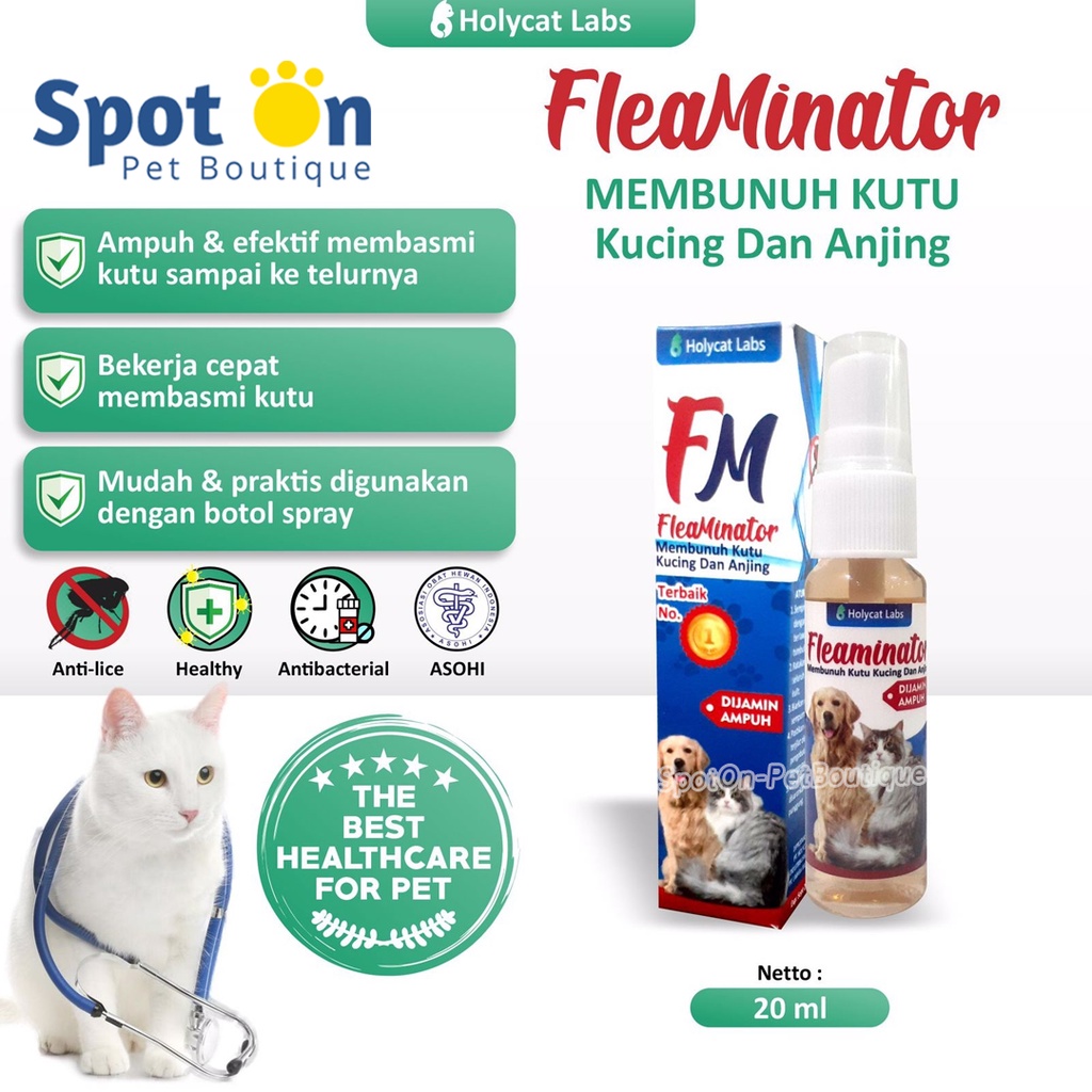 Jual Spray Kutu Fleaminator 20ml by Holycat Labs | Obat Kutu Kucing ...