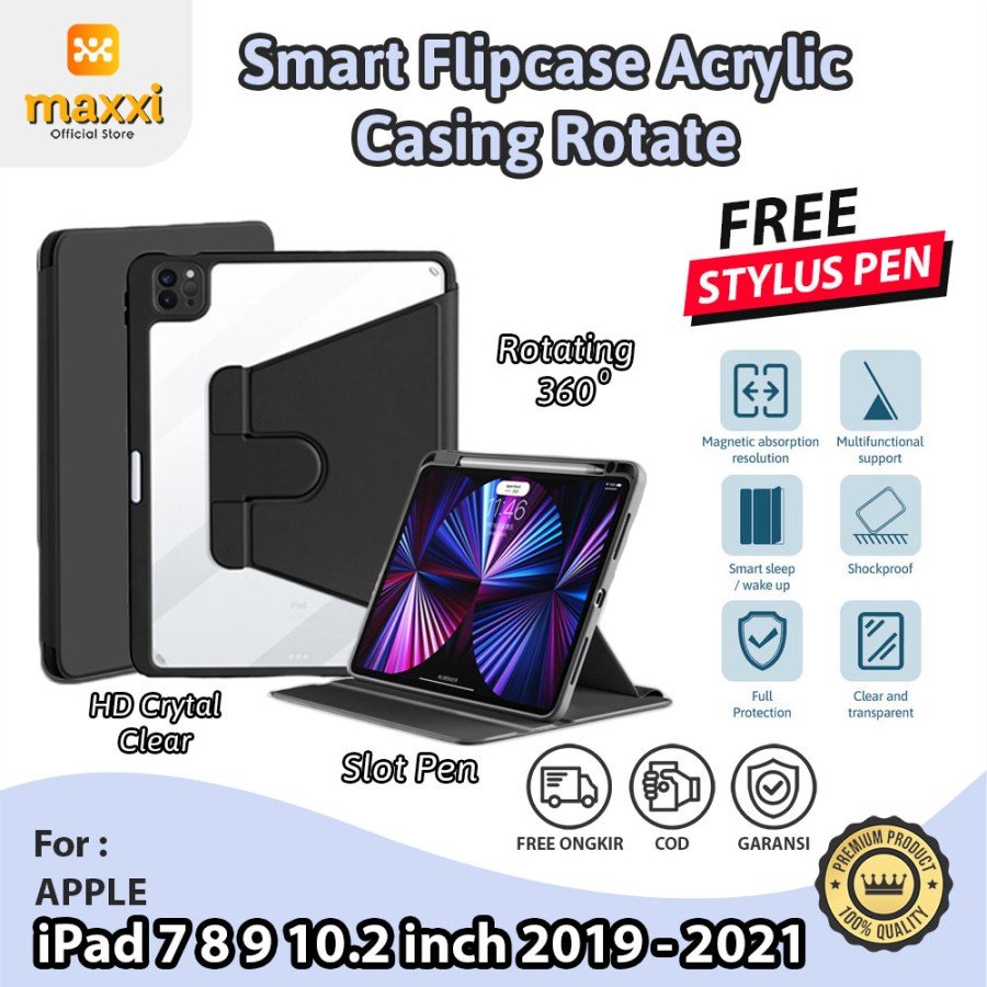 Jual iPad 7 8 9 10.2 2019 2020 2021 Premium Flip Case Acrylic Casing ...