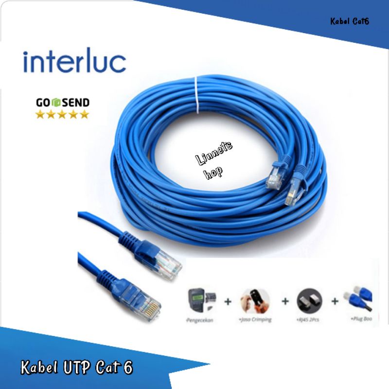 Jual Kabel LAN Indoor UTP Cat 6 Interluc Panjang 20 meter Siap Pakai ...