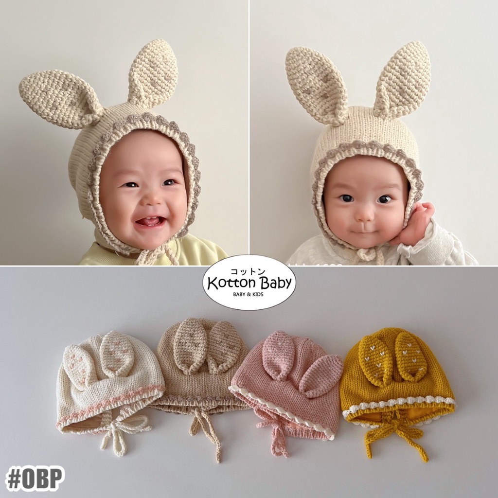 Jual 0-3 thn || Topi Bonnet Bayi Newborn Rajut Anak Emen Anak Impor ...