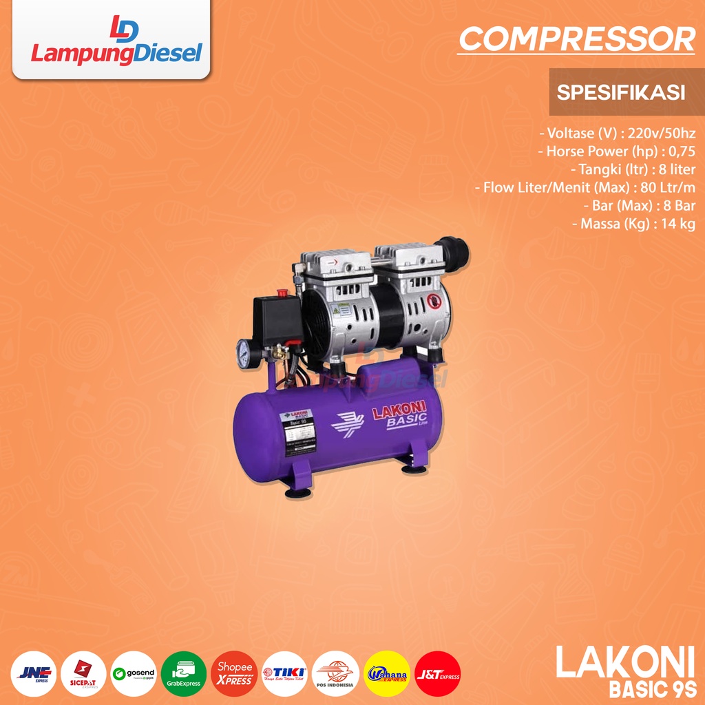 Jual LAKONI Kompressor/ Compressor Basic Oilless (Tanpa Oli) | Shopee ...