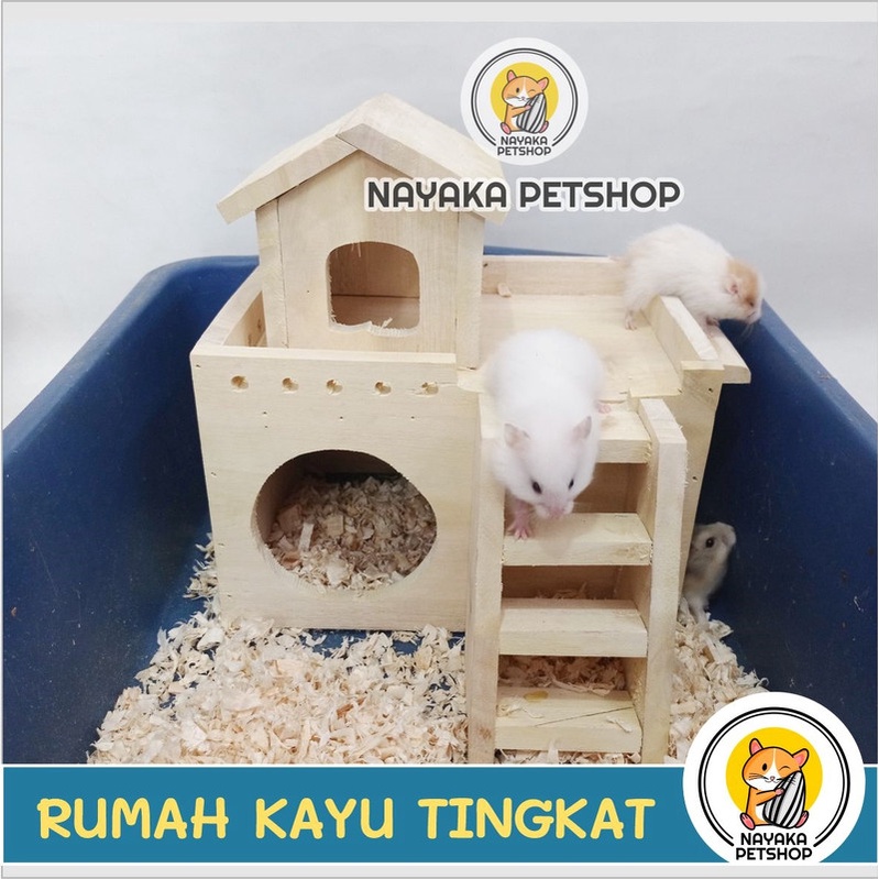 Jual Rumah Hamster Kayu Tingkat Kandang Syrian Tupai Wooden Home House ...