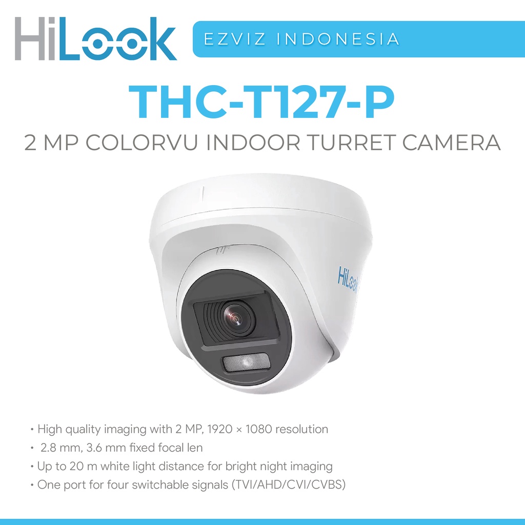 Jual Hilook Thc T127 P 2mp Colorvu Indoor Fixed Mini Bullet Camera