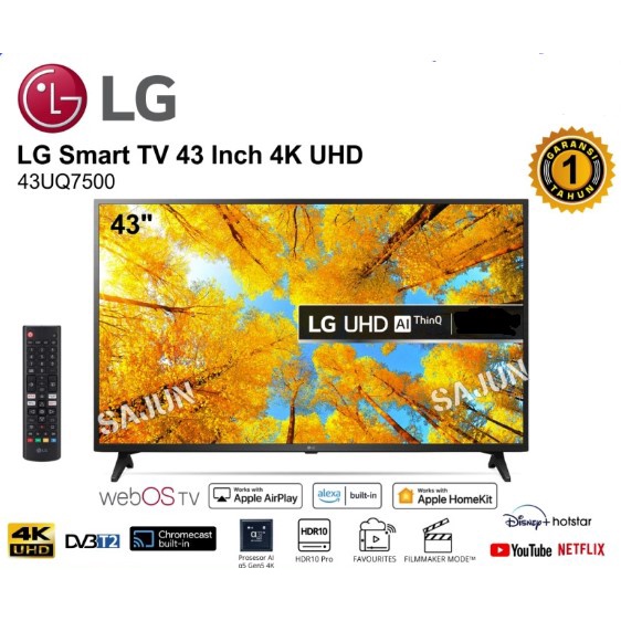 Jual LG LED Smart TV 43" 4K UHD ThinQ 43UR7500PSC 43UR7500 Digital DVB-T2 | Shopee Indonesia