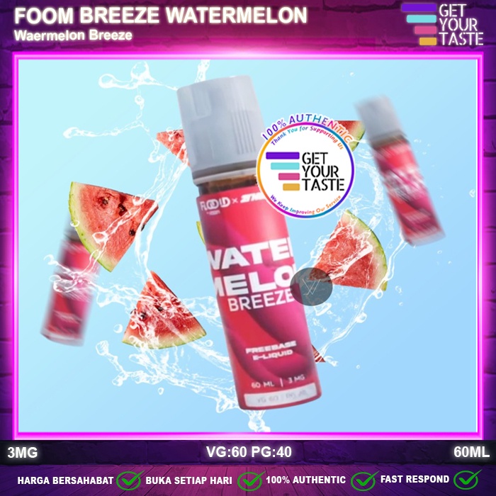 Jual Liquid FOOM Watermelon Breeze 60ML by Flooid x 2Thumbs | Shopee ...