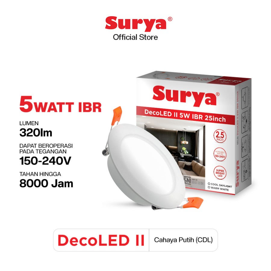 Jual Lampu Downlight Led Bulat Surya Deco LED 5 Watt / 9 Watt Lampu ...