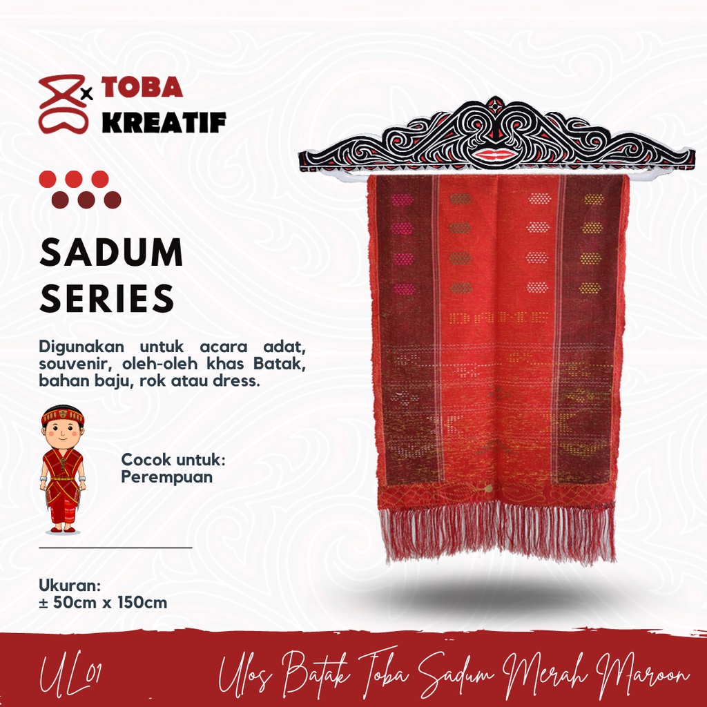Jual Kain Ulos Batak Toba Sadum Merah Maroon | Shopee Indonesia