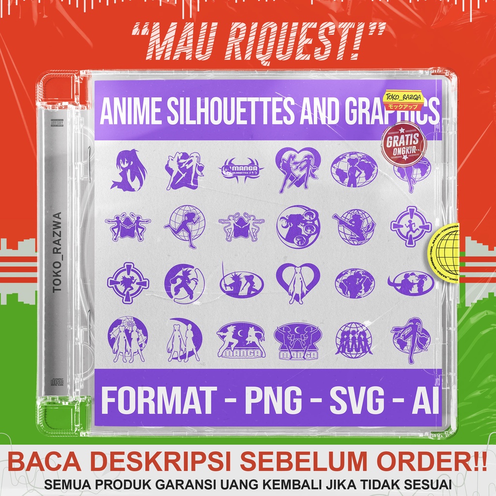 Jual 80+ Anime Silhouettes and Graphics Assets Pack - 240323 | Shopee ...