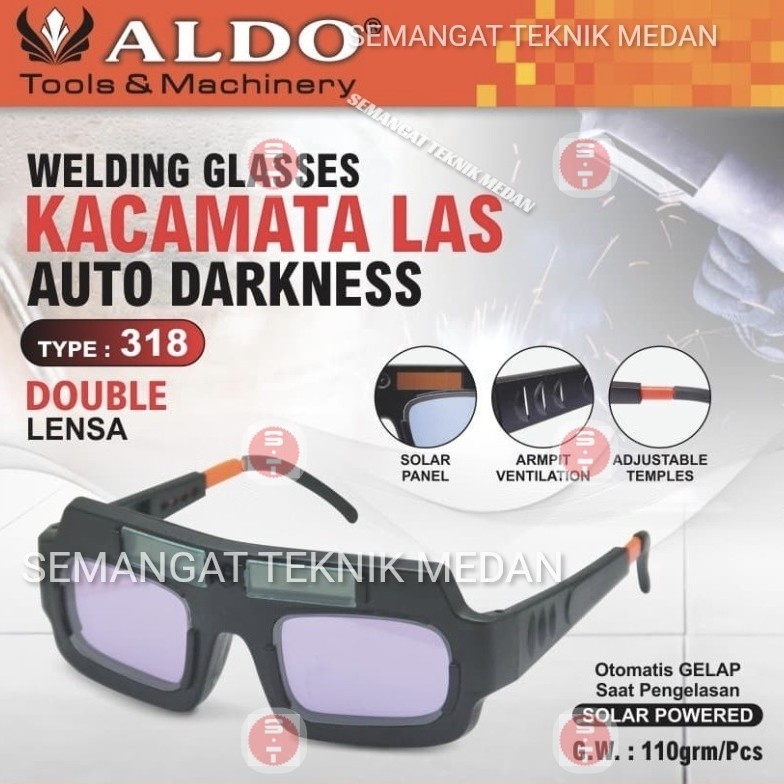 Jual KACAMATA KACA MATA LAS OTOMATIS WELDING AUTO DARK DUAL DOUBLE ALDO ...