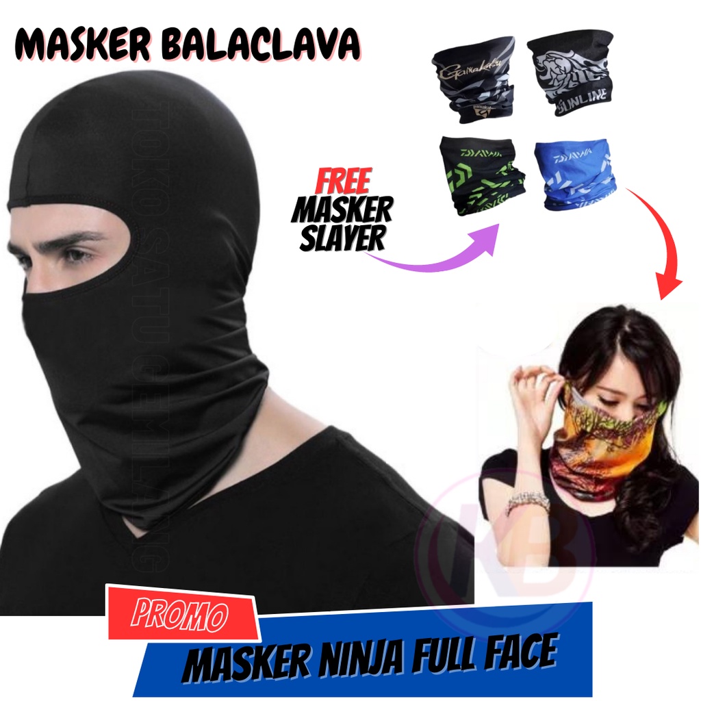 Jual Masker Ninja Hitam Polos + Gratis Masker Slayer / Masker Ninja ...