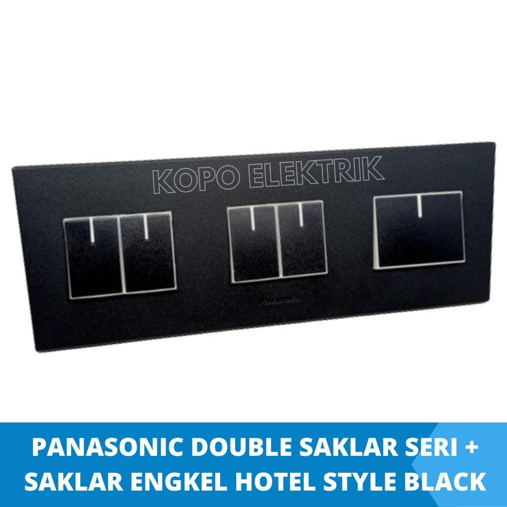 Jual Panasonic Double Saklar Seri + Saklar Engkel Hotel Style Black ...