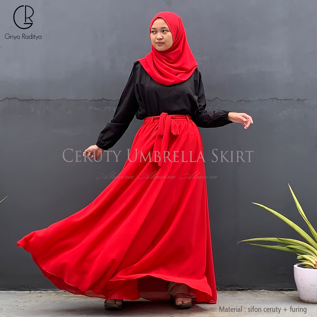 Jual Rok Sifon Panjang Model Payung Lebar Chiffon Ceruty Umbrella Skirt ...