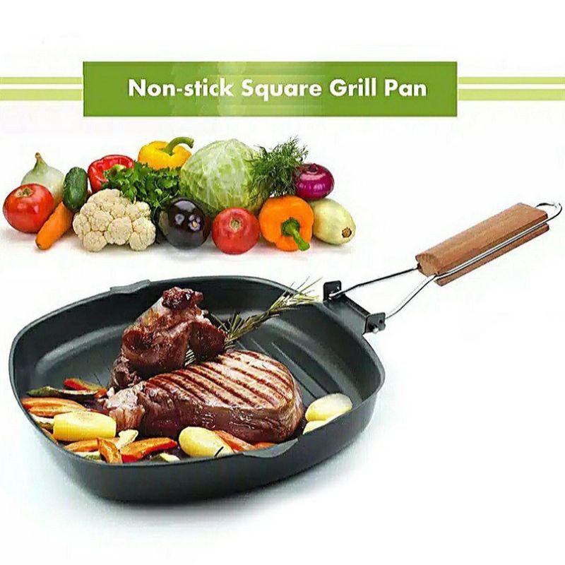 Jual Panci Panggang Square Grill Pan Foldable 20Cm Wajan BBQ Anti ...