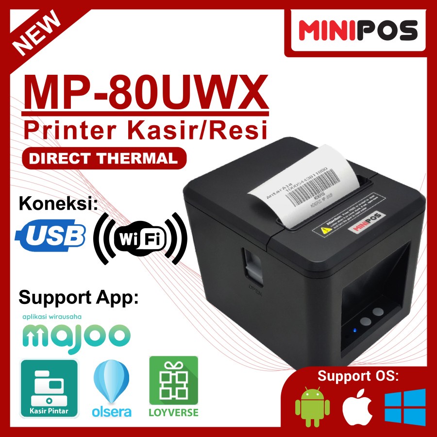 Jual Printer Thermal WiFi 80mm MINIPOS MP-80UWX Auto Cutter Struk Resi ...