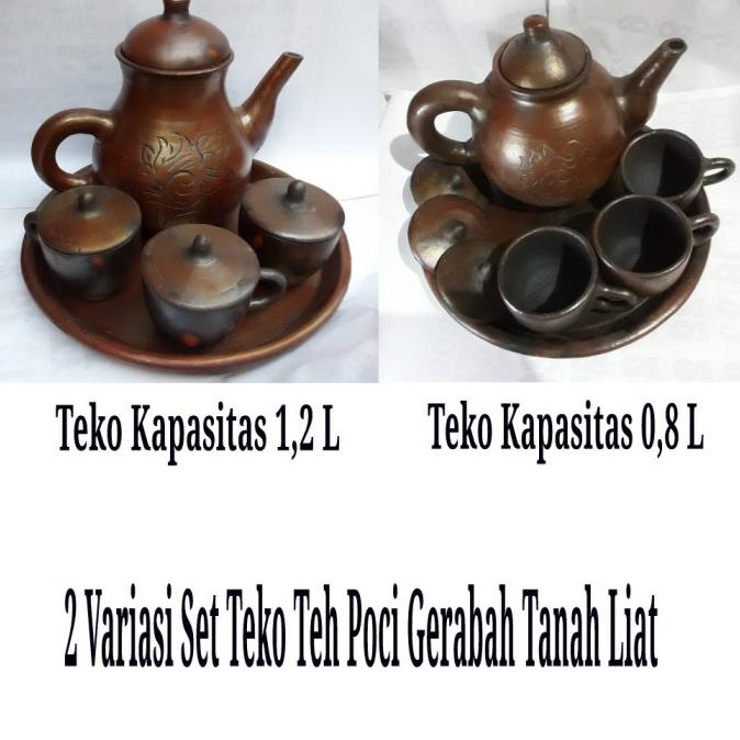 Jual #@#@#@#@] Teko set teh poci 3 cangkir nampan tanah liat natural ...