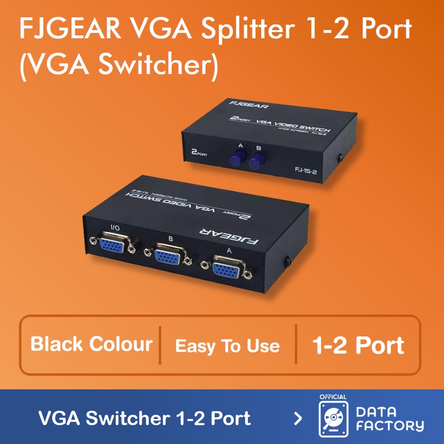 Jual VGA Video Switch / VGA Splitter 1-2 Port FJGEAR 2 Input VGA ...