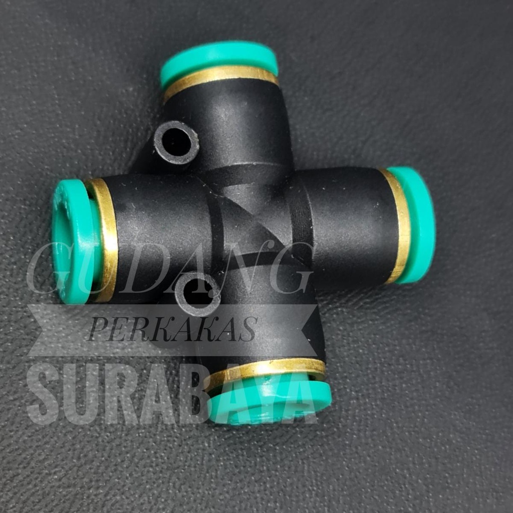 Jual FITTING PU UNION CROSS FITTING PNEUMATIC FITTING KOMPRESOR SAMBUNGAN SELANG KOMPRESOR ...