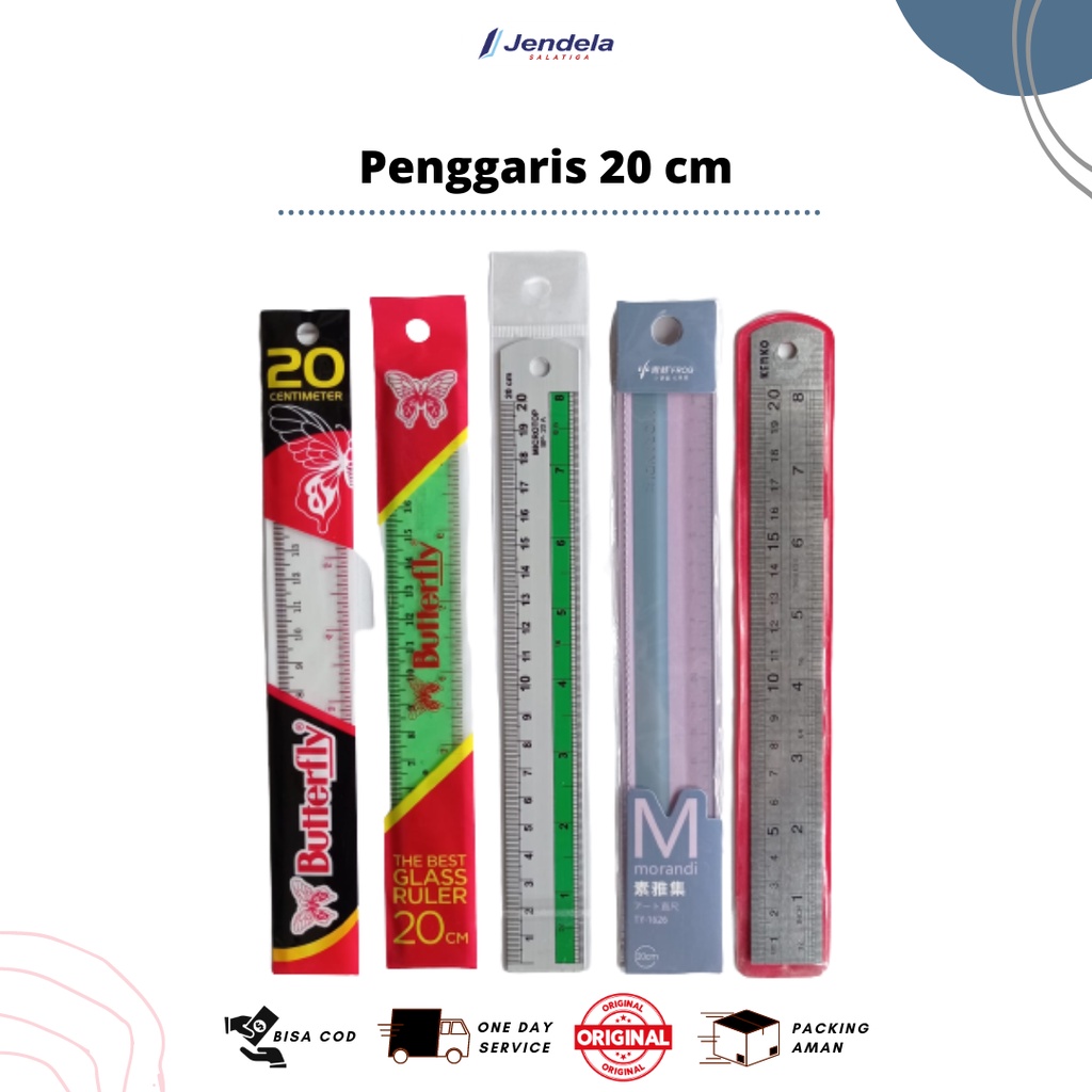 Jual Penggaris 20cm / Penggaris Besi 20cm / Penggaris Butterfly, Faber ...