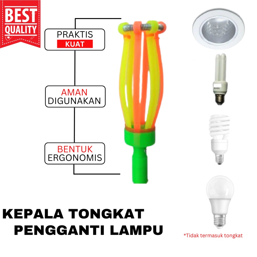 Jual Kepala Tongkat Pengganti Lampu 8 Jari / Alat Pengganti Lampu Aman ...