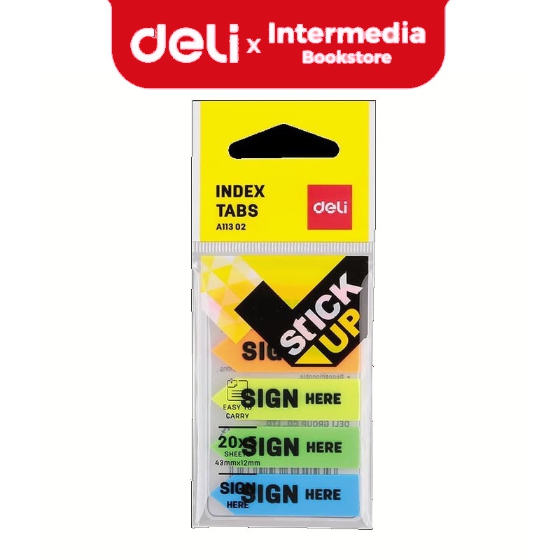 Jual Deli EA11302 Index Tab Plastik Sign Here [44 × 12 mm/5 × 20 sheets ...