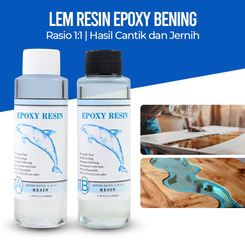 Jual Lem Resin Epoxy Bening Rasio 1:1 A dan B Crystal DIY Handmade ...