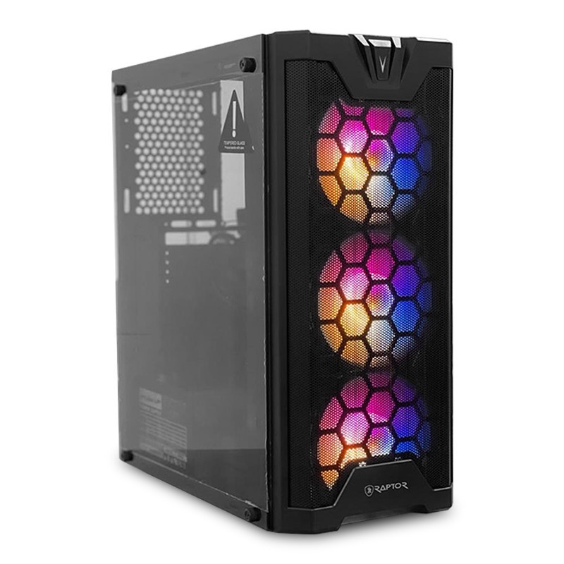 Jual Casing Gaming Raptor 1620 3 Fan RGB Tempered Glass Include PSU ...