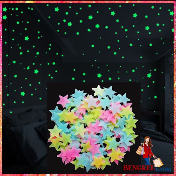 Jual BG Stiker Bintang Per 100pcs / Stiker Dinding / Glow In The Dark ...