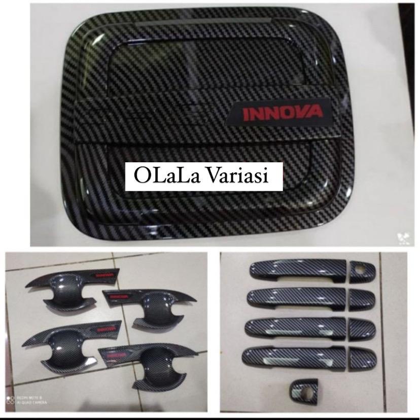 Jual paket outer handle dan tank cover grand Innova 2005-2015 carbon ...