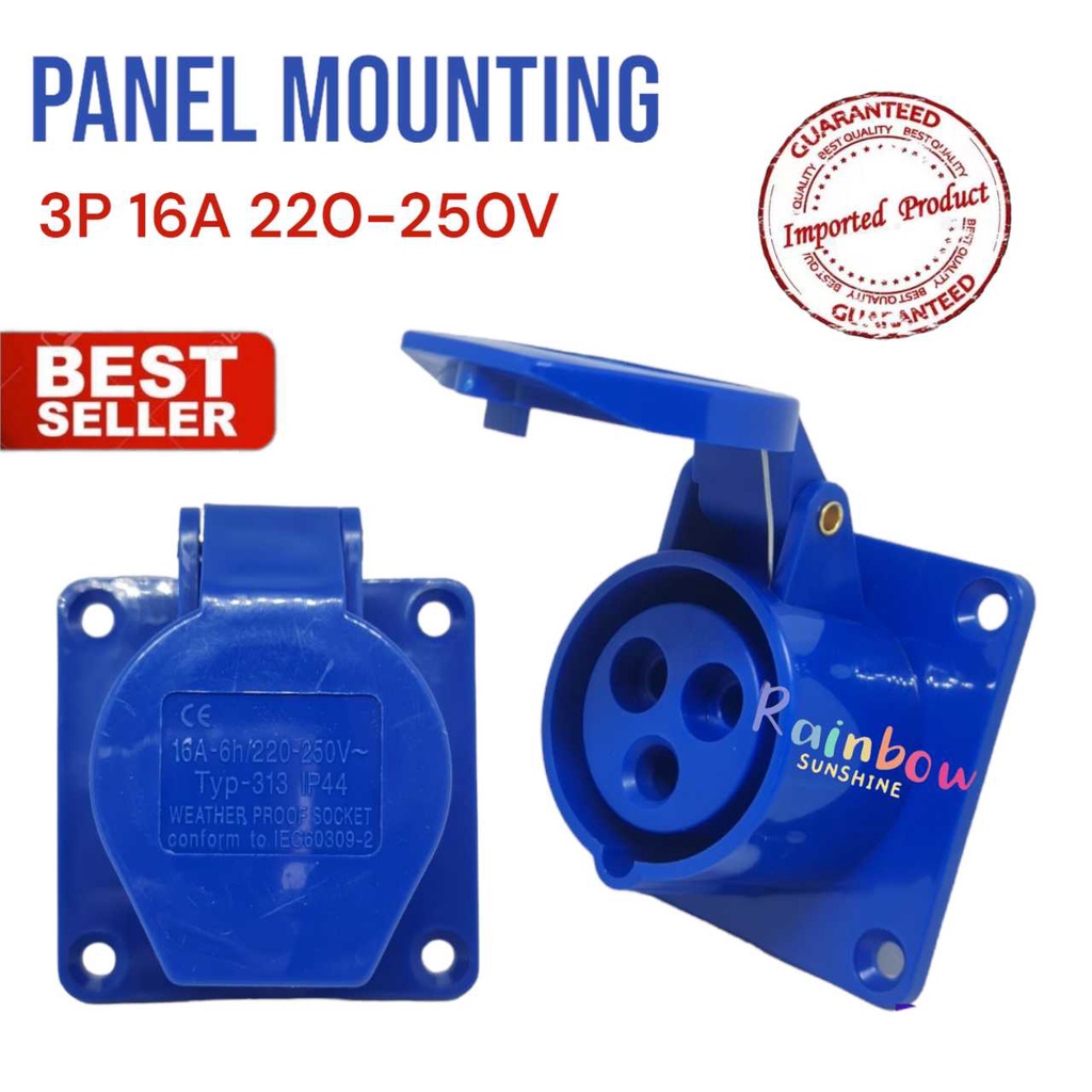 Jual Panel Mounting 3P 16A 313 Electric Industrial Socket Panel ...