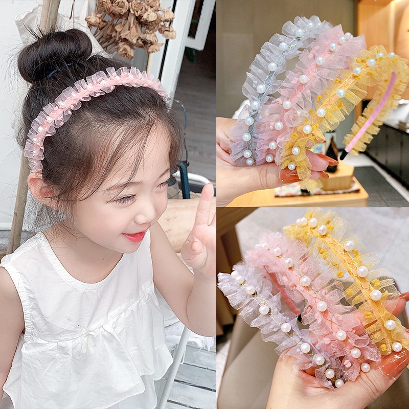 Jual NEW bando anak dan dewasa motif ruffle dengan mutiara | Shopee ...