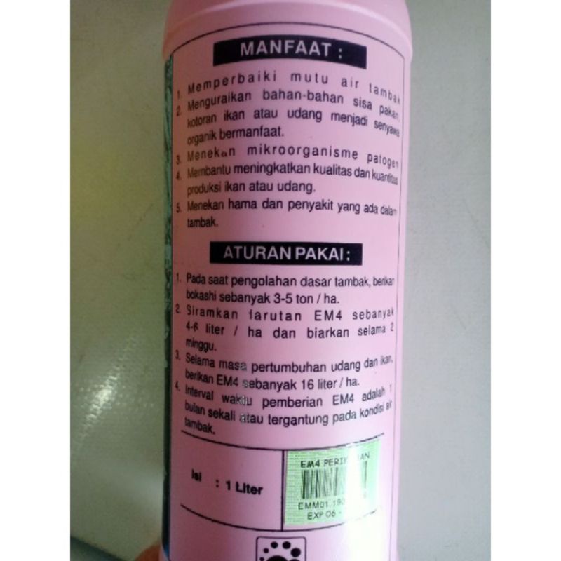 Jual EM4 pupuk cair Perikanan 1 liter/ EM4 Botol pink perikanan 1 liter ...