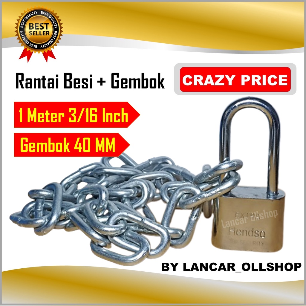 Jual Gembok Rantai Besi / Gembok Rante Rumah Pagar Motor Sepeda / Kunci ...