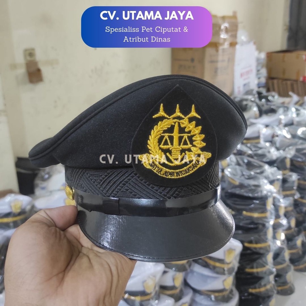 Jual Topi Pet PDU Jaksa Kejaksaan Pria Golongan 2 2A - 2D Hitam ...