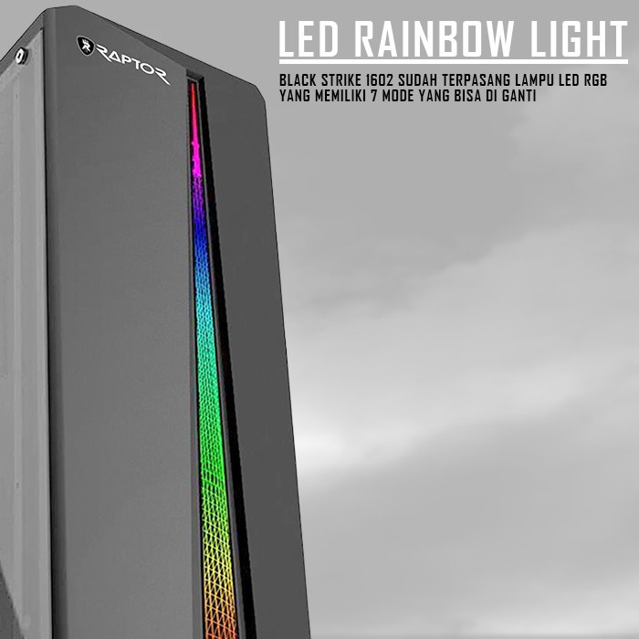 Jual Casing Gaming Power Up 1603 Black Strike ATXLED RGB | Shopee Indonesia