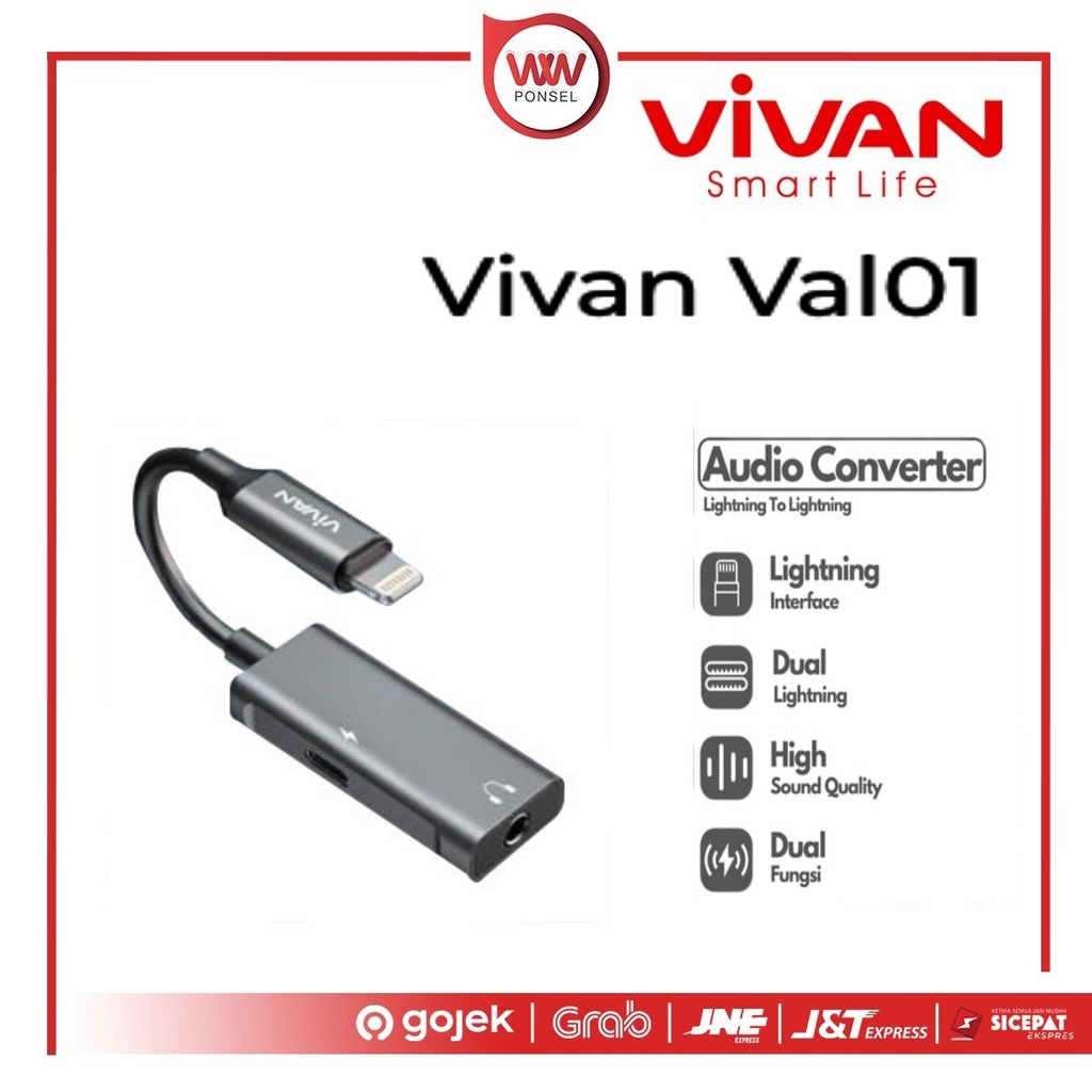 Jual VIVAN VAL01 Audio Converter Adapter Lightning To Lightning+DC 3.5mm | Shopee Indonesia