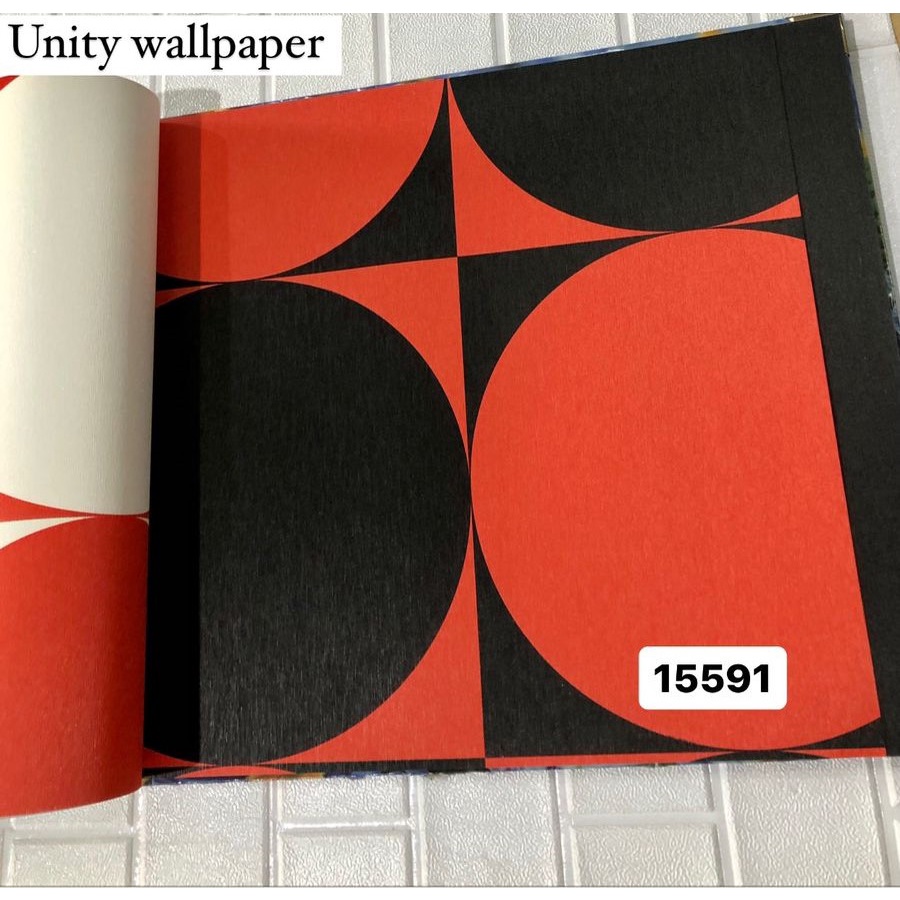 Jual WALLPAPER DINDING LINGKARAN KOTAK MERAH HITAM PUTIH MODERN CENDANA ...
