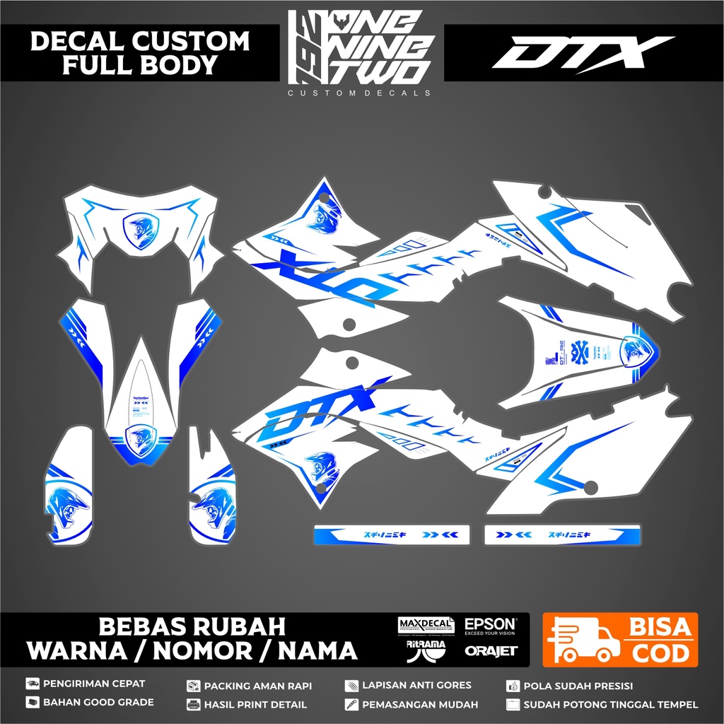 Jual Decal Dtracker Full Body Putih Biru Bebas Custom Nama Nomor ...