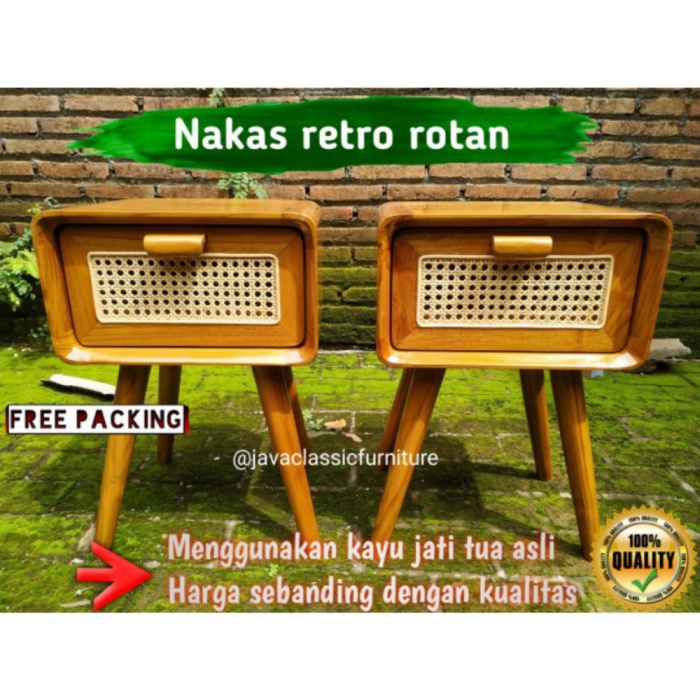 Jual NAKAS RETRO ROTAN MINIMALIS BUFET ROTTAN VINTAGE LACI 1 BAHAN KAYU ...
