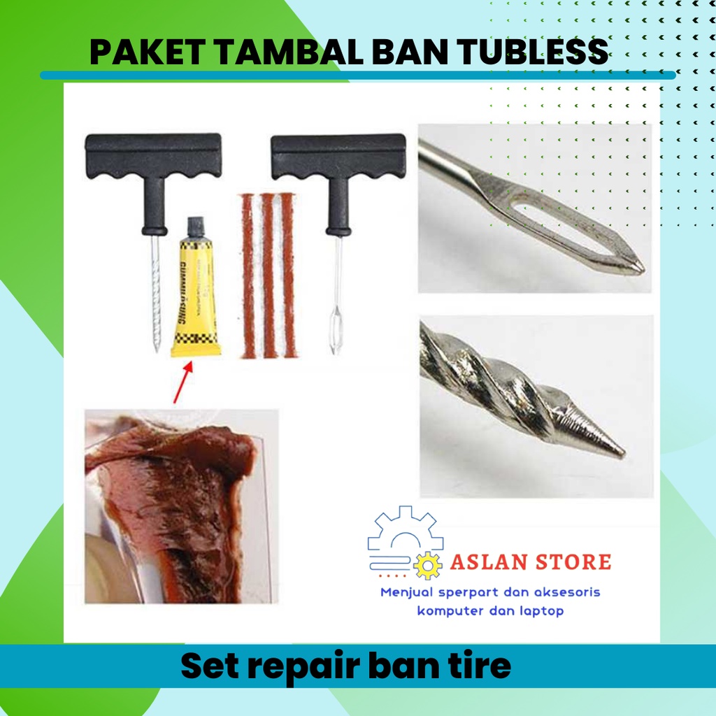 Jual Paket Alat Tambal Ban Tubles Tubeless Bocor Motor Mobil Set repair ...