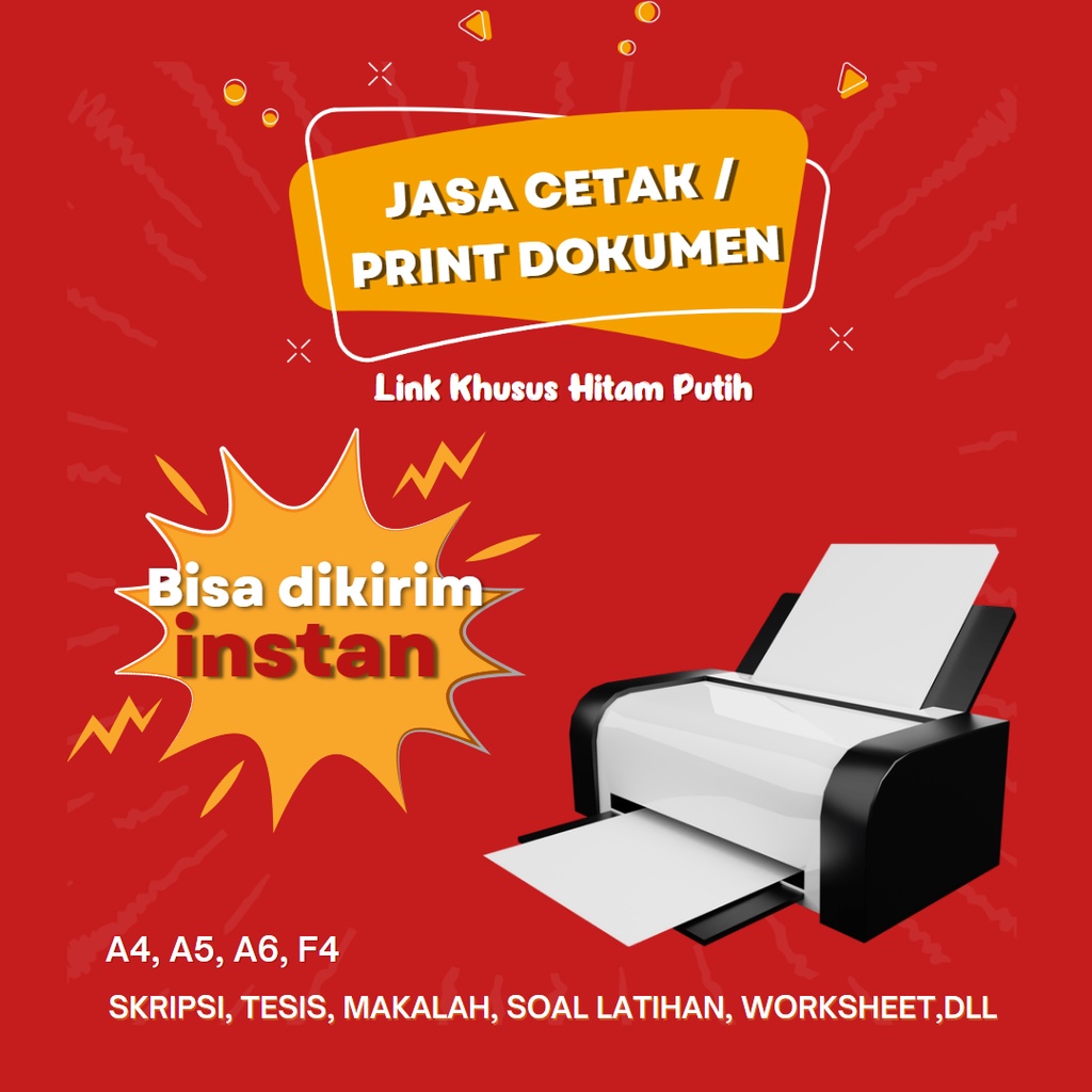 Jual cetak print online kertas A4 75gr Hitam Putih | Shopee Indonesia