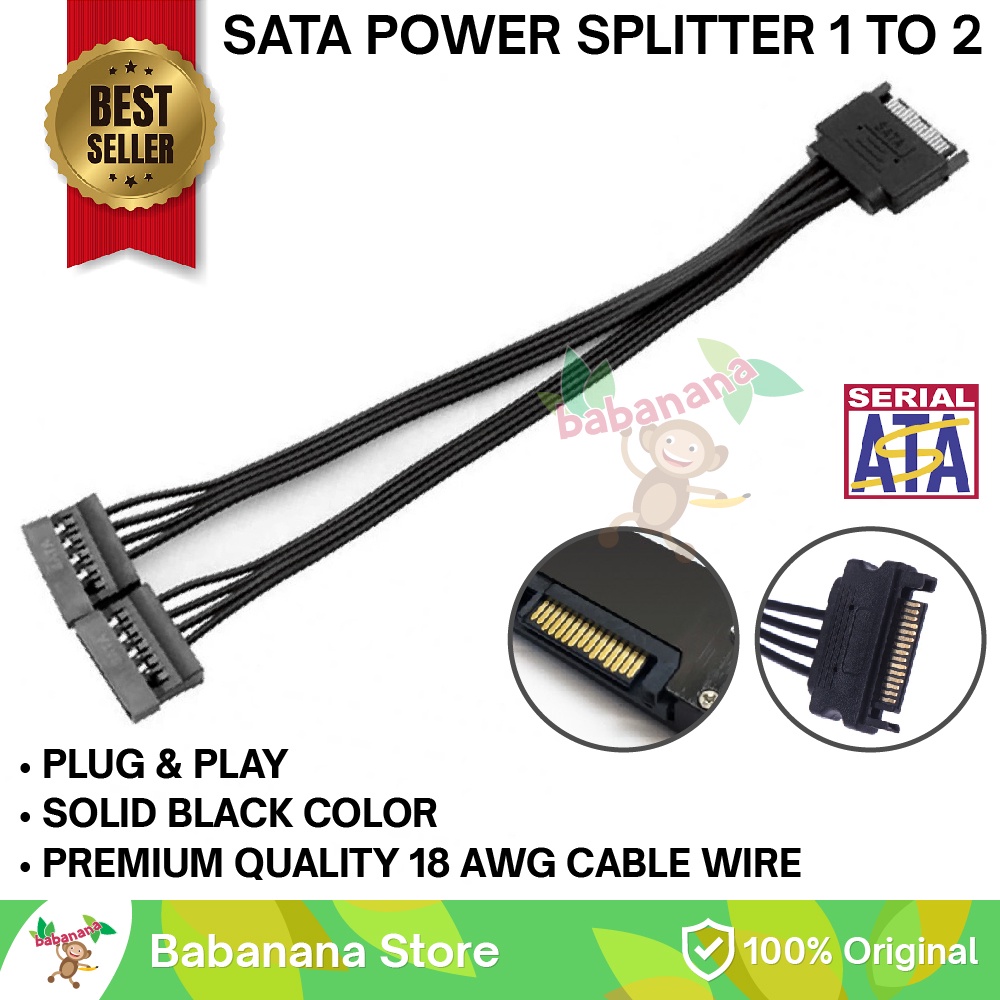 Jual Sata power splitter 1 to 2 kabel cabang hdd ssd cable hub | Shopee ...